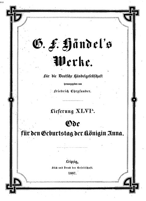 Ode For The Birthday Of Queen Anne HWV 74 Handel George Frideric