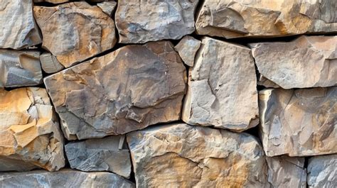 A Wall Of Large Irregularly Shaped Natural Stone Premium AI Generated