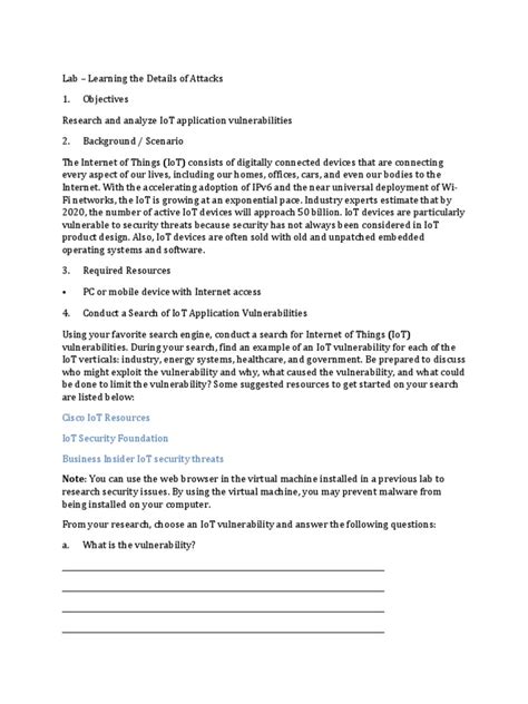 1 1 2 6 Lab Learning The Details Of Attacks Pdf Internet Of Things Vulnerability Computing