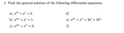 Solved Find The General Solution Of The Following