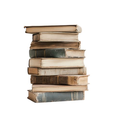 Old Stack Of Worn Books Atop A White Surface Against A Neutral