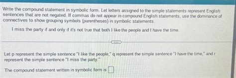 Solved Write The Compound Statement In Symbolic Form Let Chegg