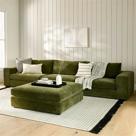 Green Sectional Sofa Living Room Cabinets Matttroy