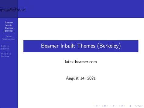 Beamer Themes Full List Latex Beamer