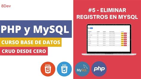 Eliminar Registros Con Php Y Mysql De Base De Datos Youtube