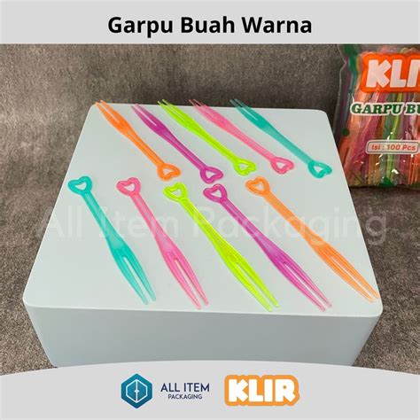 Jual Garpu Buah Klir Warna Acak Garpu Kue Ultah Plastik Kecil 100