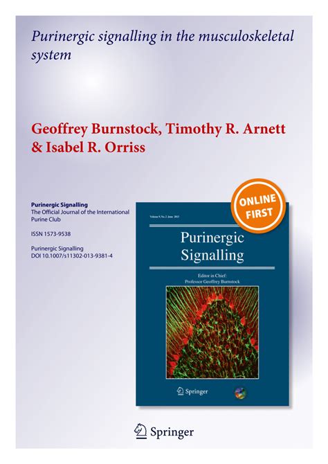 Pdf Purinergic Signalling In The Musculoskeletal System