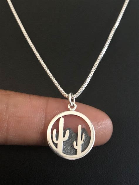 Cactus Necklace Sterling Silver Cactus Pendant Wild Forest Plant