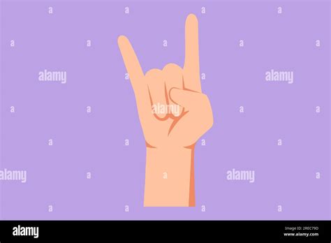 Character Flat Drawing Rock On Gesture Symbol Heavy Metal Hand Gesture