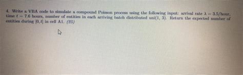 4 write a vba code to simulate a compound poisson