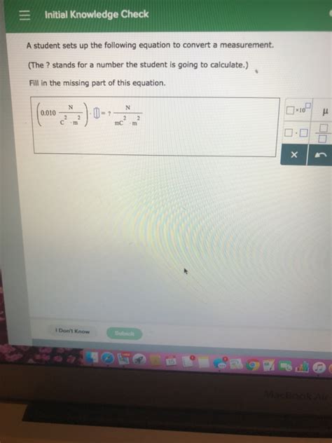 Solved Initial Knowledge Check A Student Sets Up The
