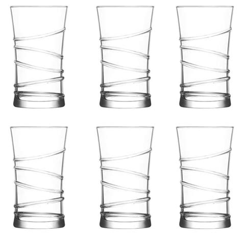 6 Piece Ring Highball Cocktail Tumbler Glasses 350ml Pack Drinking