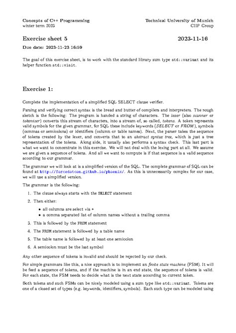 exercises sheet 05 concepts of c programming technical university