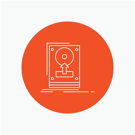 Install Drive Hdd Save Upload White Line Icon In Circle Background