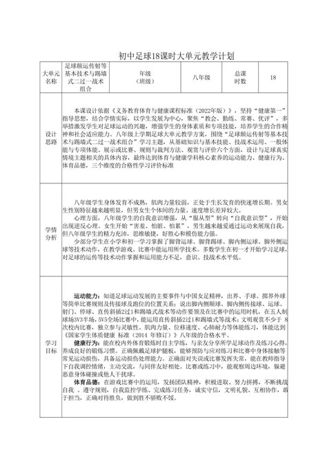 足球18课时大单元教学足球脚内侧颠球与游戏教学设计 表格式 21世纪教育网
