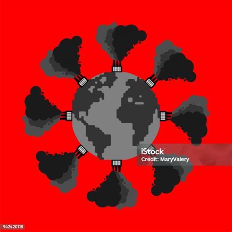 地球的污染植物和煙霧黑星球有毒廢料環境污染化學土壤污染排放和廢物向量圖形及更多保護圖片 保護 全球性 卡通 Istock