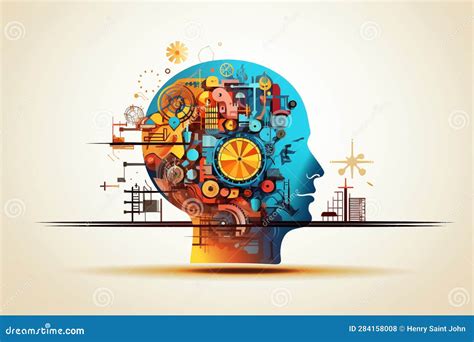 Synaptic Symphony An Abstract Representation Of Cognitive Function Stock Illustration