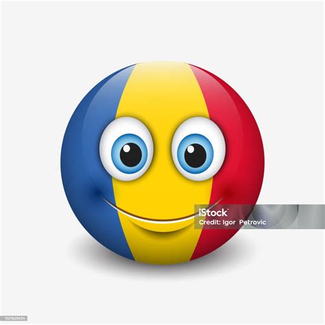 귀여운 이모티콘 흰색 배경에 고립 된 루마니아 국기 모티브스마일벡터 일러스트 공 스포츠 장비에 대한 스톡 벡터 아트 및 기타 이미지 공 스포츠 장비 귀여운 그림자