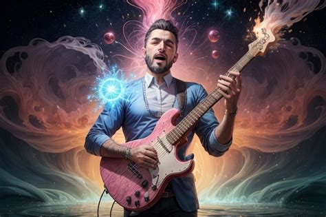 Illustration Of A Handsome Man Playing Guitar And Singing Colored