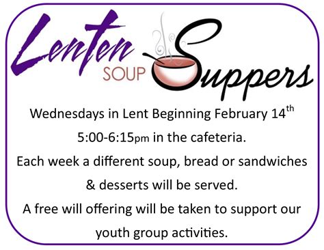 Lenten Soup Supper Trinity Lutheran Church And School
