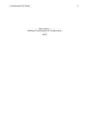 WEBD Experiment Testing Docx Experimentation Testing Web Analytics Building An