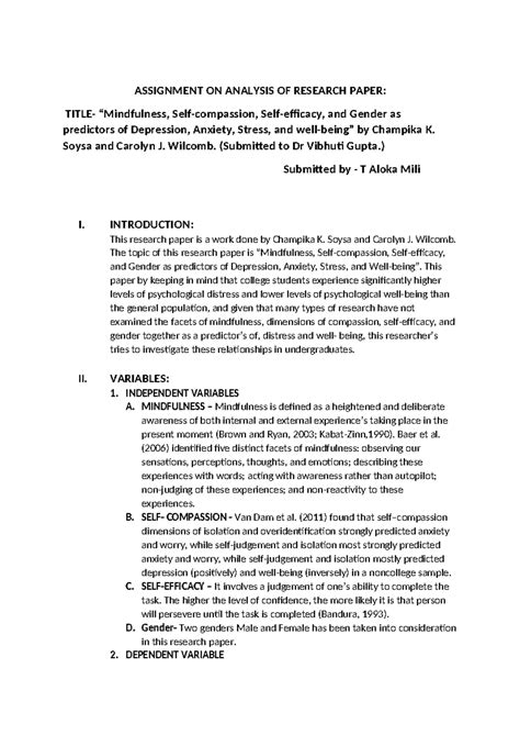 Assignment Vg Quantitative Assignment On Analysis Of Research Paper