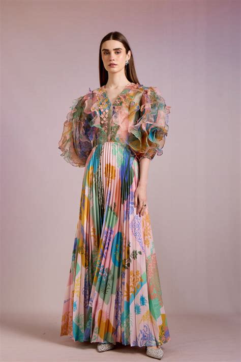 Pankaj And Nidhi Arch Ruffle Maxi Dress Elahe