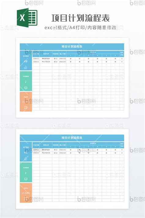 实用项目计划流程表下载 包图网