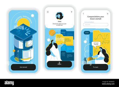 Online Education Concept Onboarding Screens Gaining Knowledge For Educational Platform With