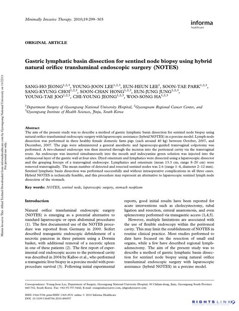 Pdf Gastric Lymphatic Basin Dissection For Sentinel Node Biopsy Using
