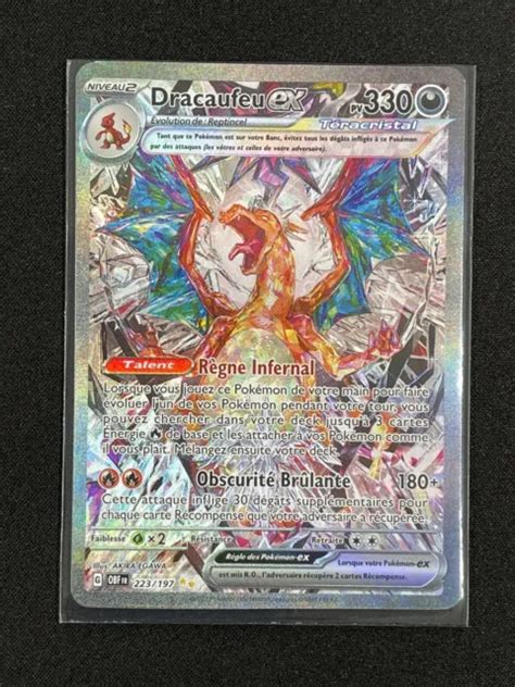 CARTE POKÉMON DRACAUFEU EX 223 197 Alternative EV3 Flammes Obsidiennes