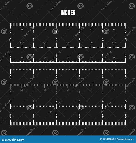 Realistic White Inch Scale For Measuring Length Or Height Various