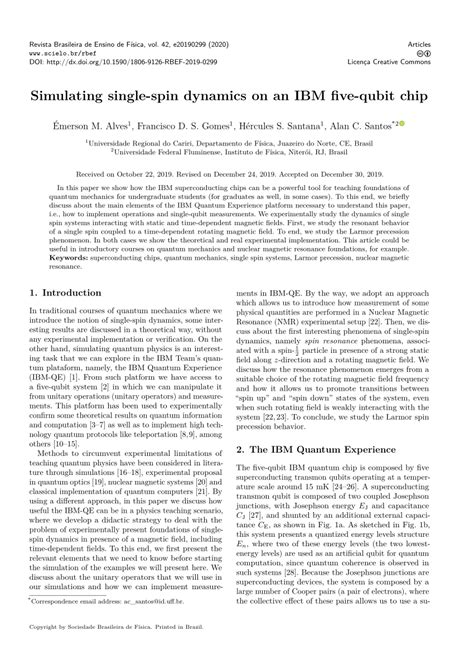 PDF Simulating Single Spin Dynamics On An IBM Five Qubit Chip