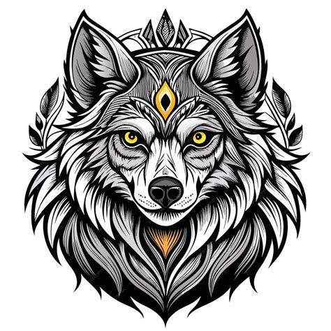Tatuagem De Cabeça De Lobo Desenhada à Mão Mascote Personagem De