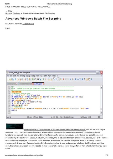 Advanced Windows Batch File Scripting