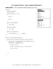 Classcomplete Worksheet6 Java Aplus 1 Doc A Computer Science Class