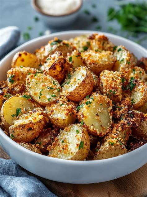 Ultimate Crispy Cheesy Garlic Roasted Potatoes Youll Love