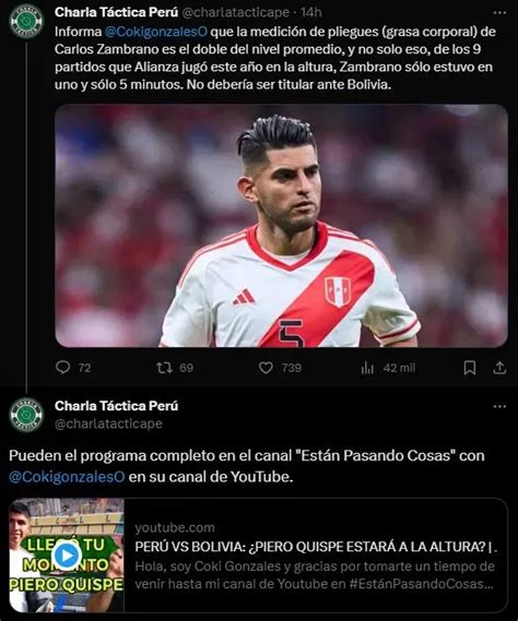 Selección Perú Coki Gonzáles Criticó A Carlos Zambrano Por Sobrepeso