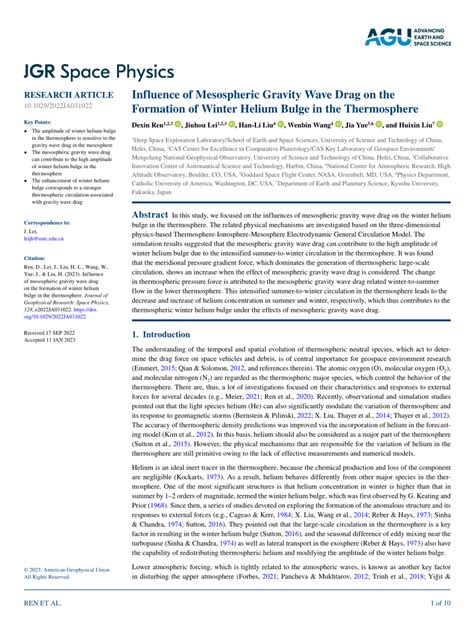 Influence Of Mesospheric Gravity Wave Drag On The Formation Of Winter Helium Bulge In The