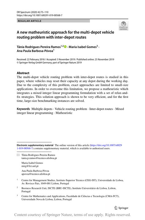 A New Matheuristic Approach For The Multi Depot Vehicle Routing Problem