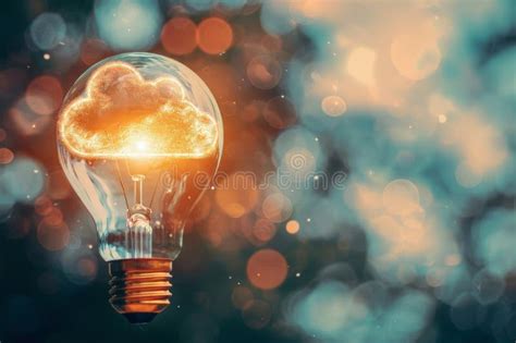 Cloud Computing Innovation Concept Light Bulb With Glowing Cloud Inside