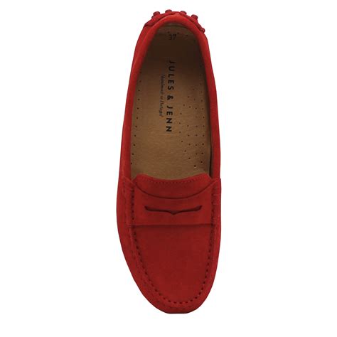 Mocassins Cuir Daim Rouge Fabriqués Main Jules And Jenn
