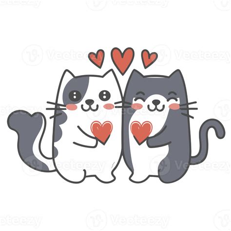 Ai Generated Graphics Of Two Cats In Love Hugging Each Other And Red Hearts 36472482 Png