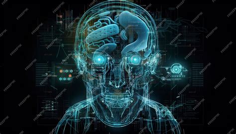 Premium Photo | Artificial intelligence a humanoid cyber human with a neural network thinks AI ...