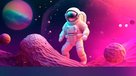 Premium AI Image Astronaut Exploring Outer Space Mock Up In The Moon