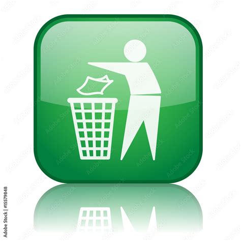Square Button With Tidyman Symbol With Reflection Green 素材庫插圖 Adobe