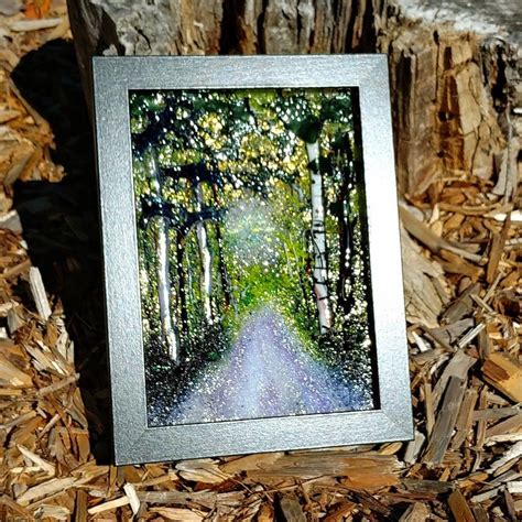 Fused Glass Sparkly Leafy Tree Sun Path Landscape Art Framed Etsy Canada