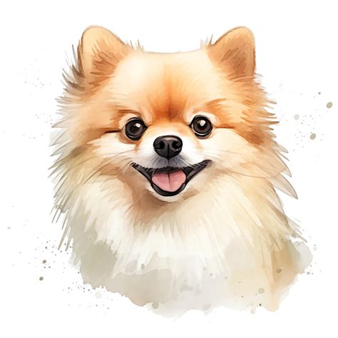 Premium Ai Image Cute Watercolor Pomeranian Dog Breed Illustration