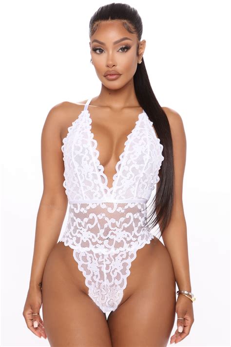 Last Minute Visit Lace Teddy White Fashion Nova Lingerie