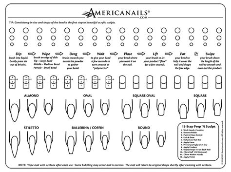 Americanails Acrylic Nail Training Mat Silicone Trainer Sheet For